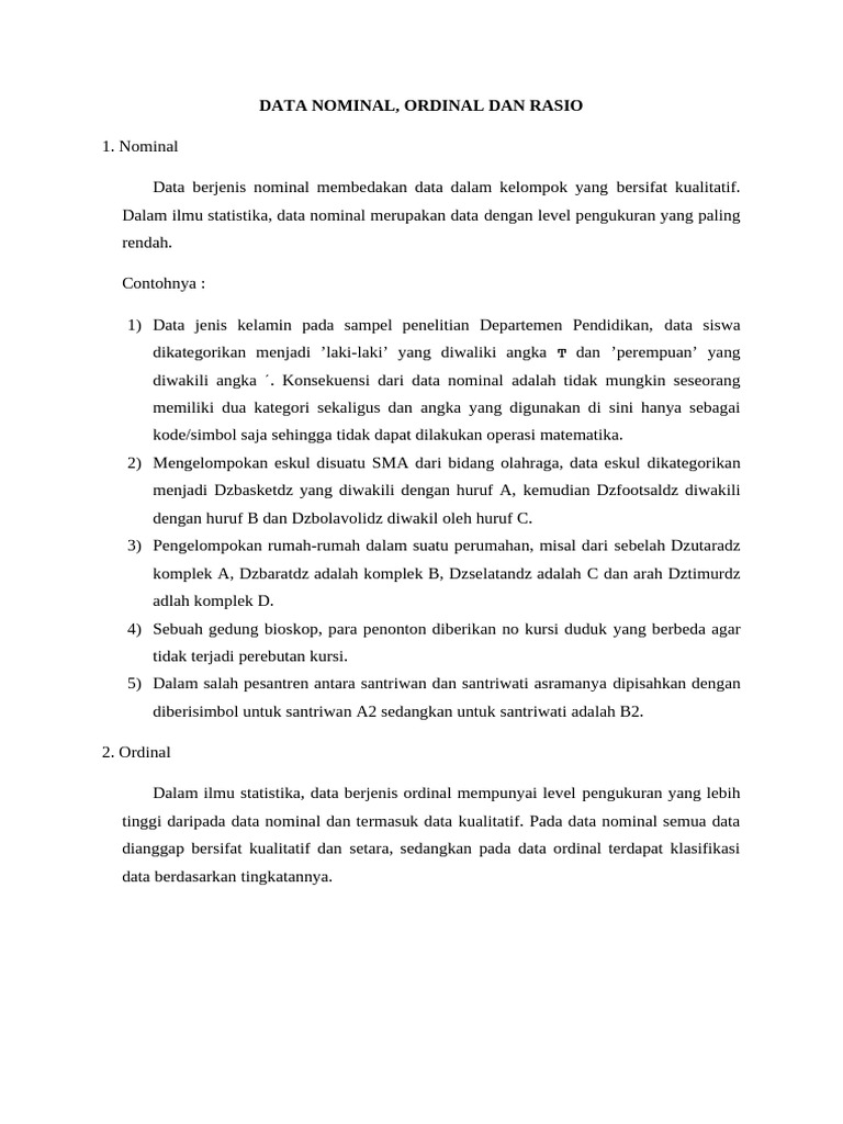 Mufliha Nur - Data Nominal, Ordinal Dan Rasio | PDF