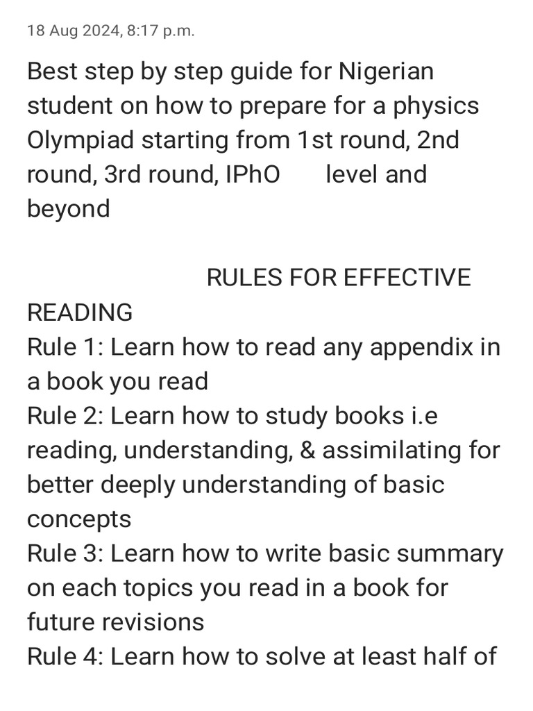 Rules & Books For NPhO & IPhO Preparation | PDF