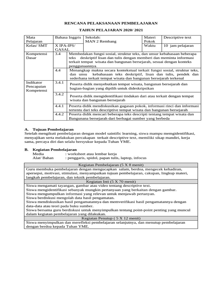 RPP 4 Descriptive Text | PDF