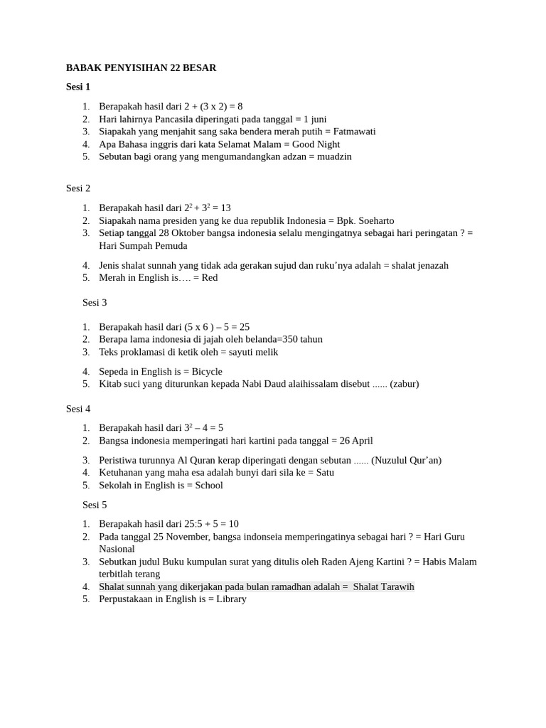 Pertanyaan Coc 2024 | PDF
