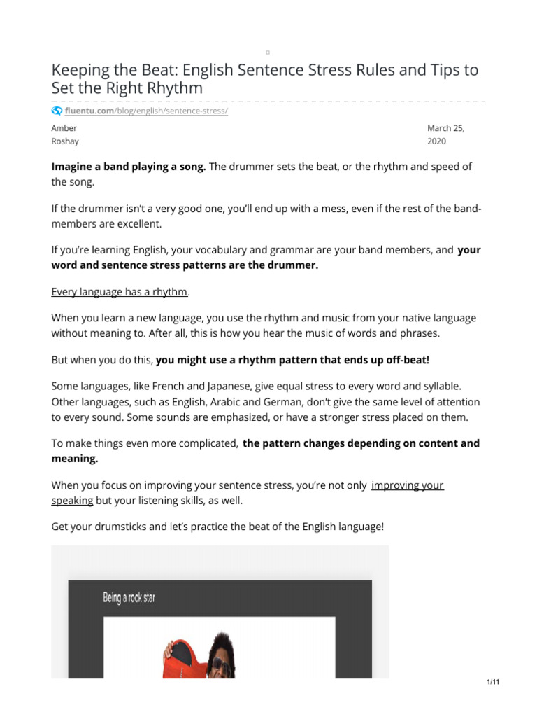 Keeping The Beat English Sentence Stress Rules and Tips To | PDF ...