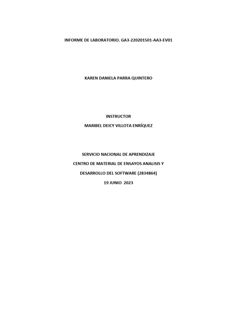 Informe de Laboratorio Ga3-220201501-Aa3-Ev01 | PDF