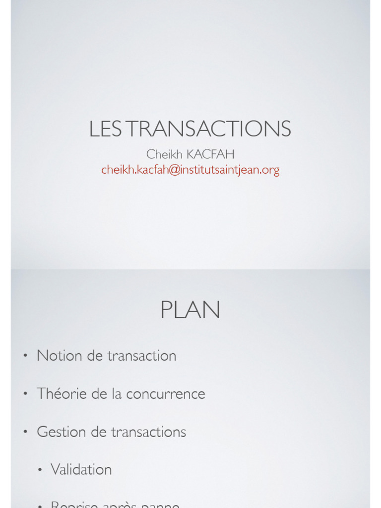 Cours9_Les transactions | PDF