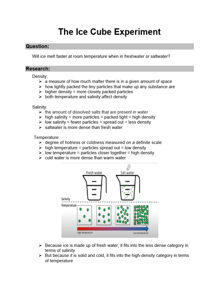 Ice Cube Experiment | PDF | Seawater | Ice