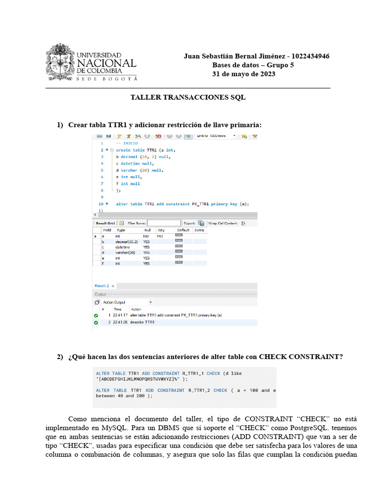 TALLER TRANSACCIONES | PDF