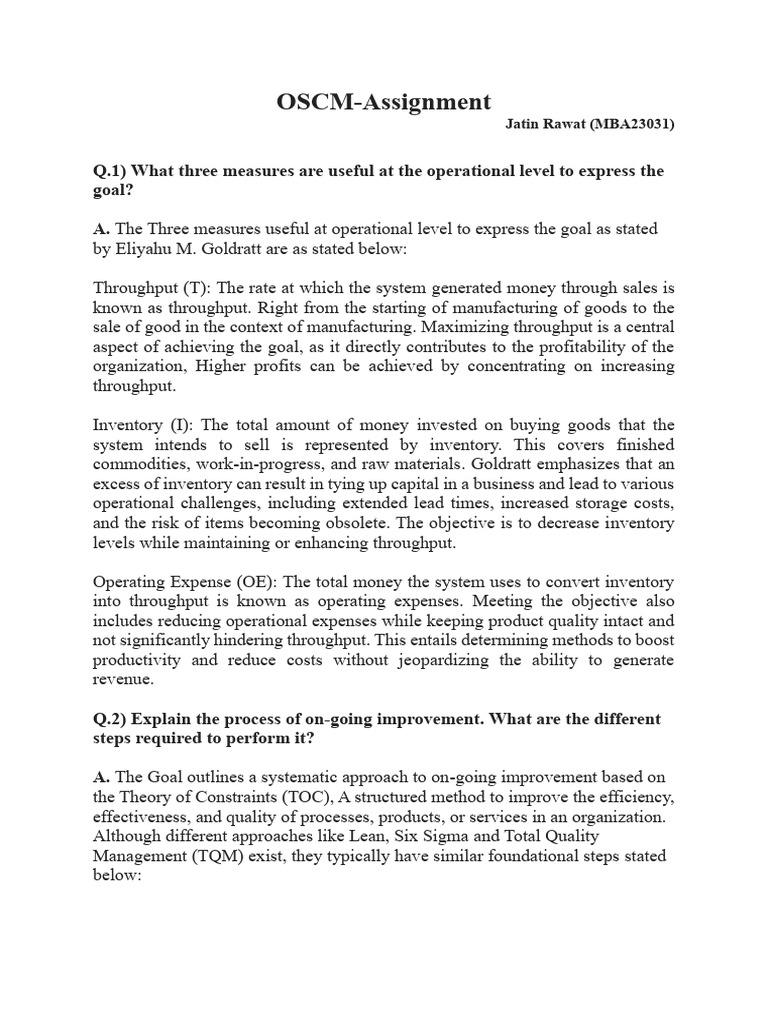 OSCM Report Project | PDF