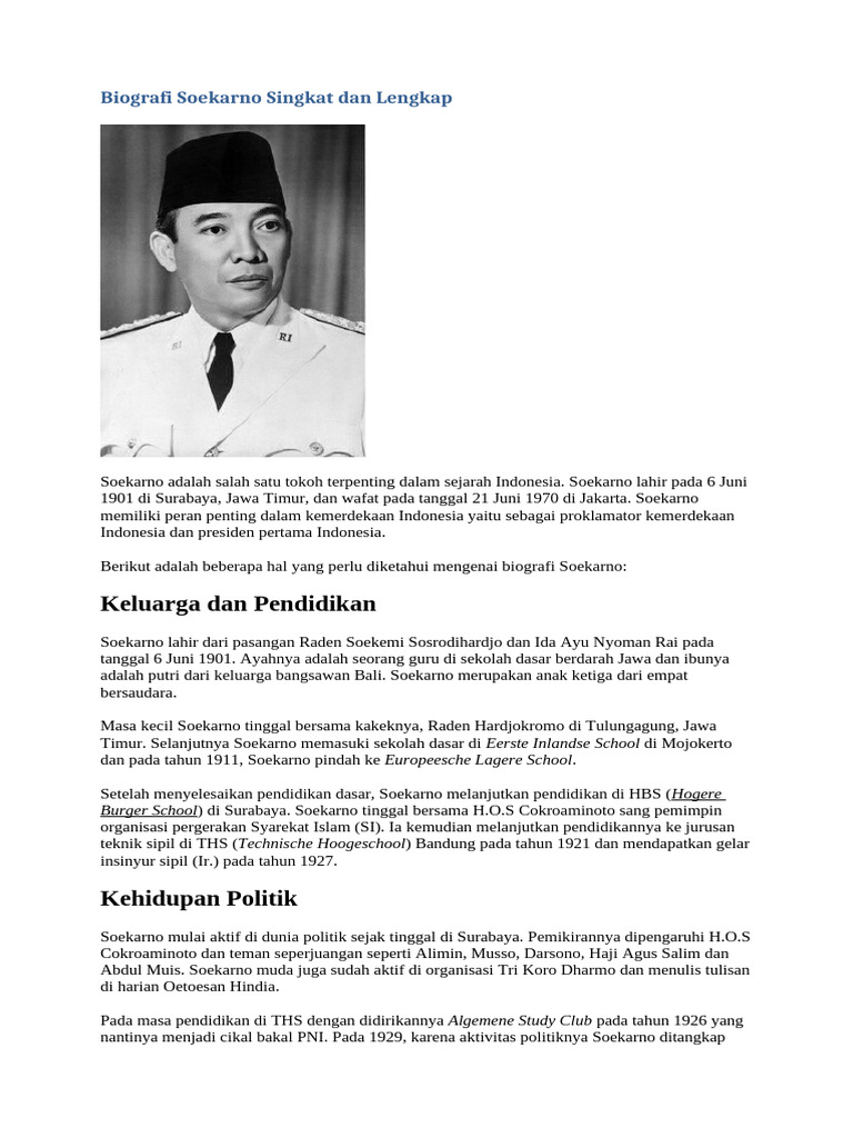 Biografi Soekarno Singkat dan Lengkap | PDF