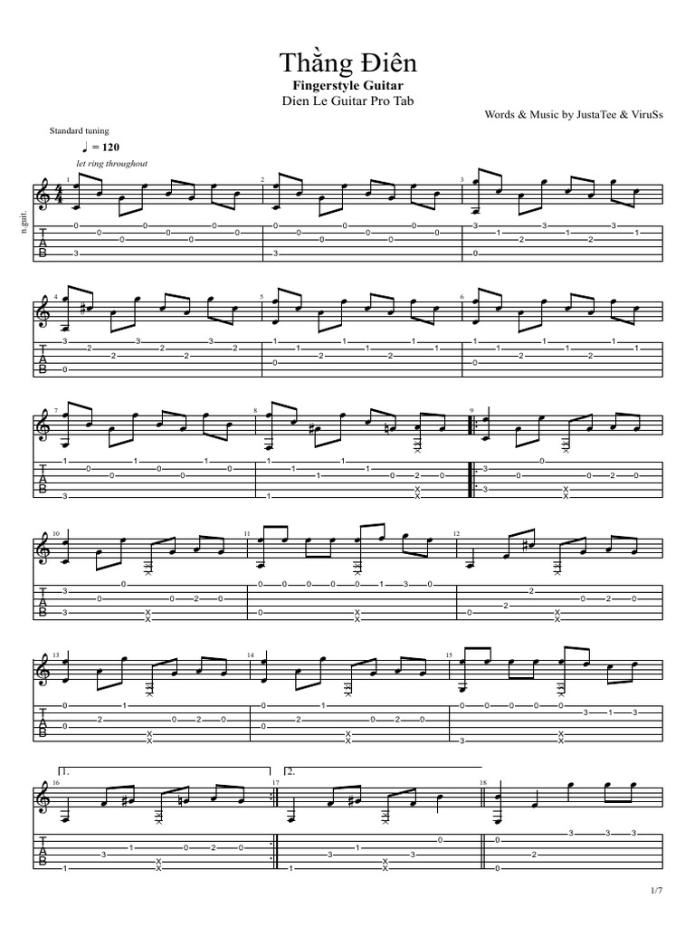Thằng Điên - Guitar Lesson TAB | PDF