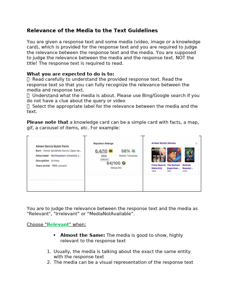 Relevance of The Media To The Text Guidelines | PDF