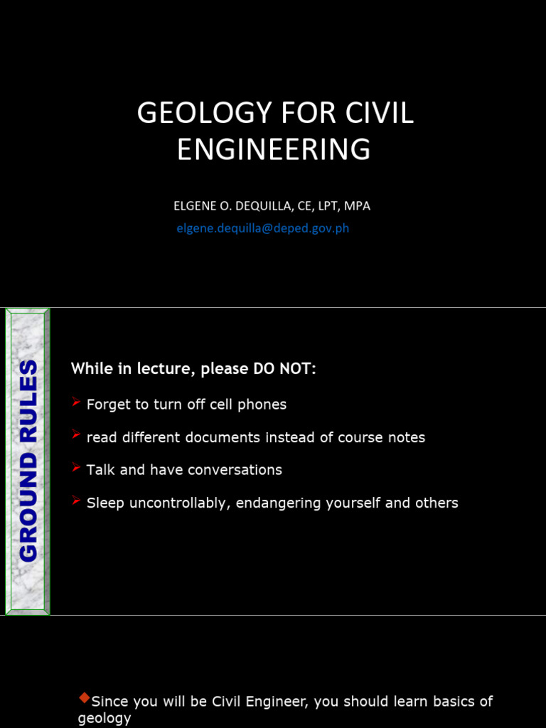 Geology For Civil Engineering Topic 1 Intro | PDF