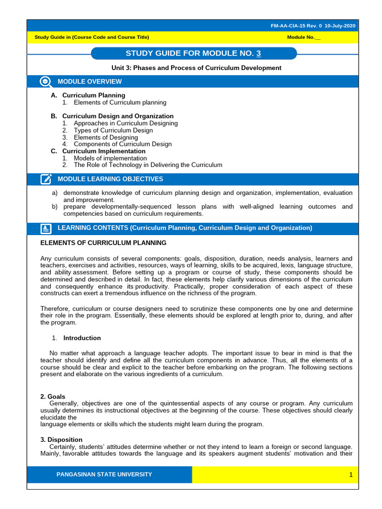 Study Guide For Module No. 3 | PDF