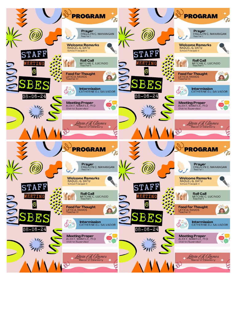 Staff Meeting Bookmark Prog | PDF