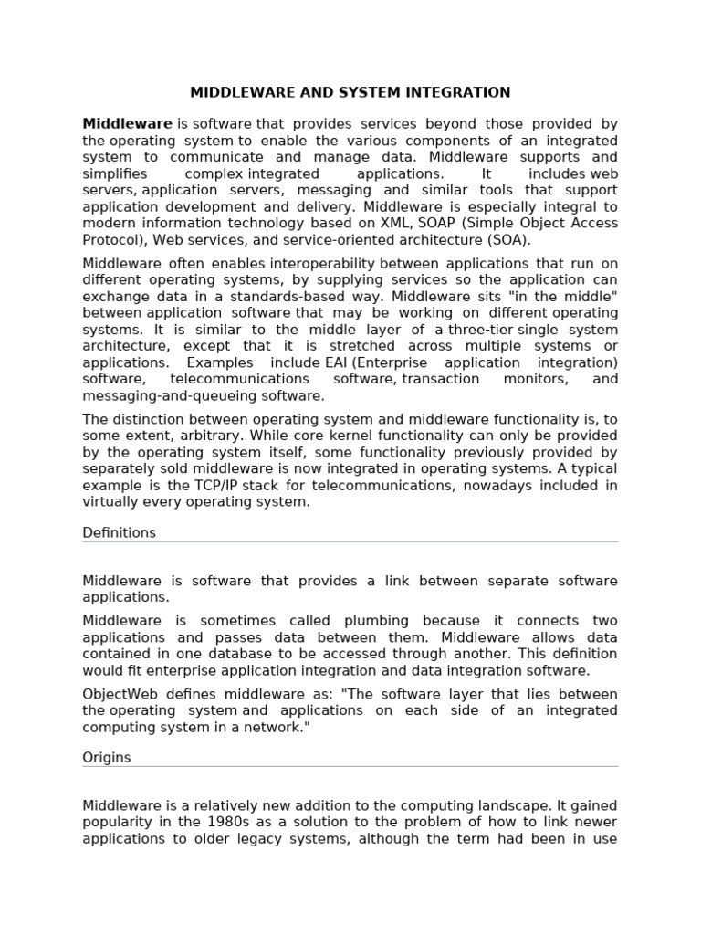 Lesson3a - INTERSYSTEM COMMUNICATION - MIDDLEWARE AND INTEGRATION | PDF