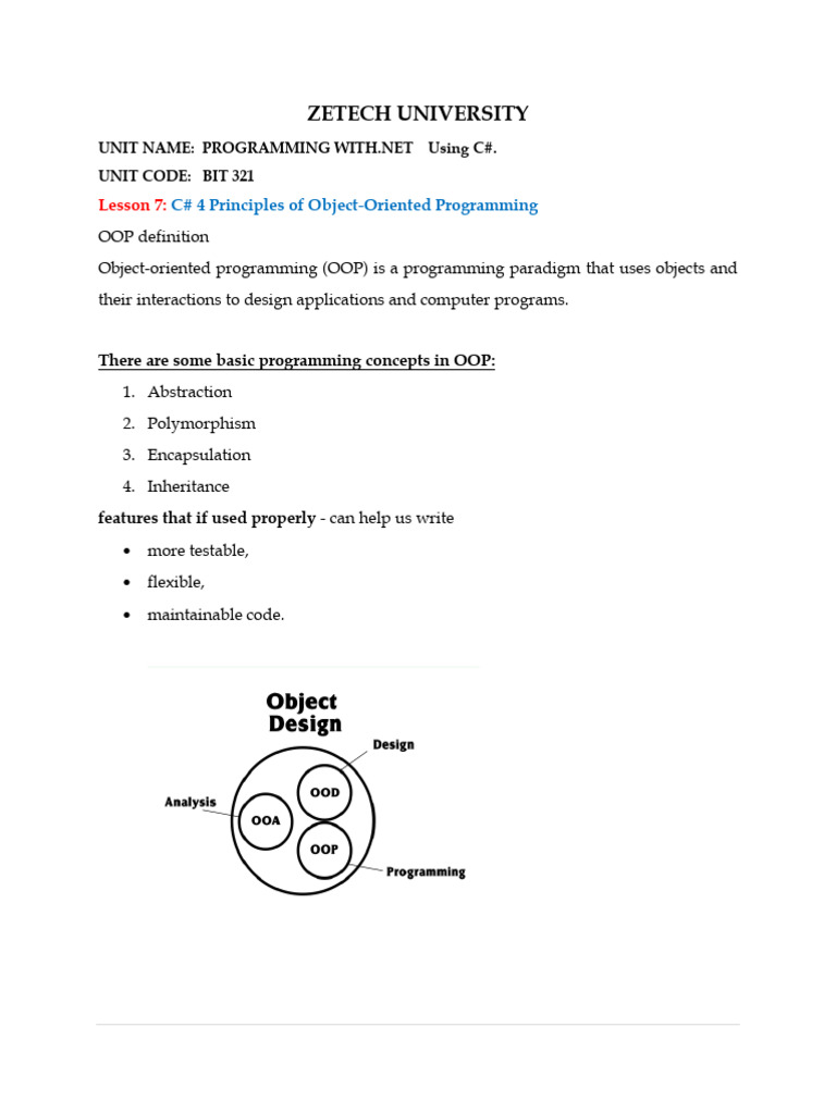 lesson 7 4 Principles of Object-Oriented Programming | PDF lesson 7 4 Principles of Object-Oriented Programming | PDF
