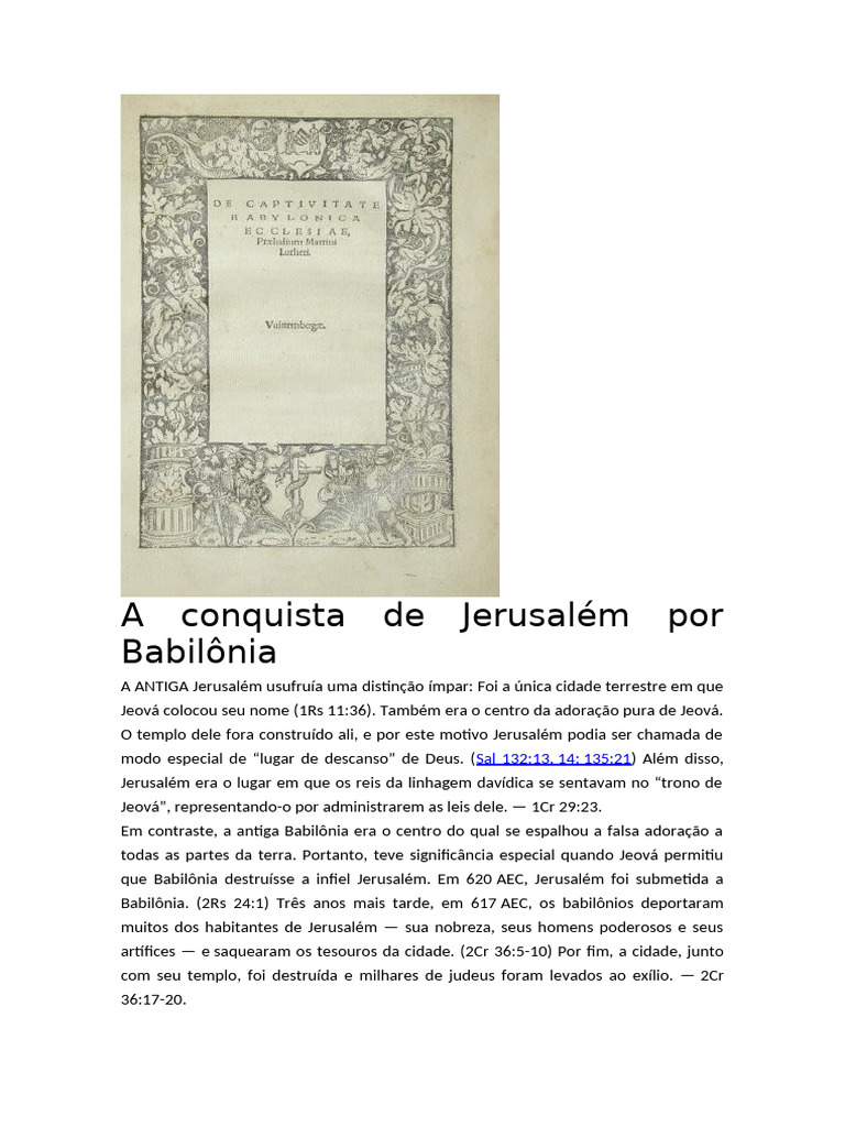 A Conquista de Jerusalém Por Babilônia - ESTUDO | PDF