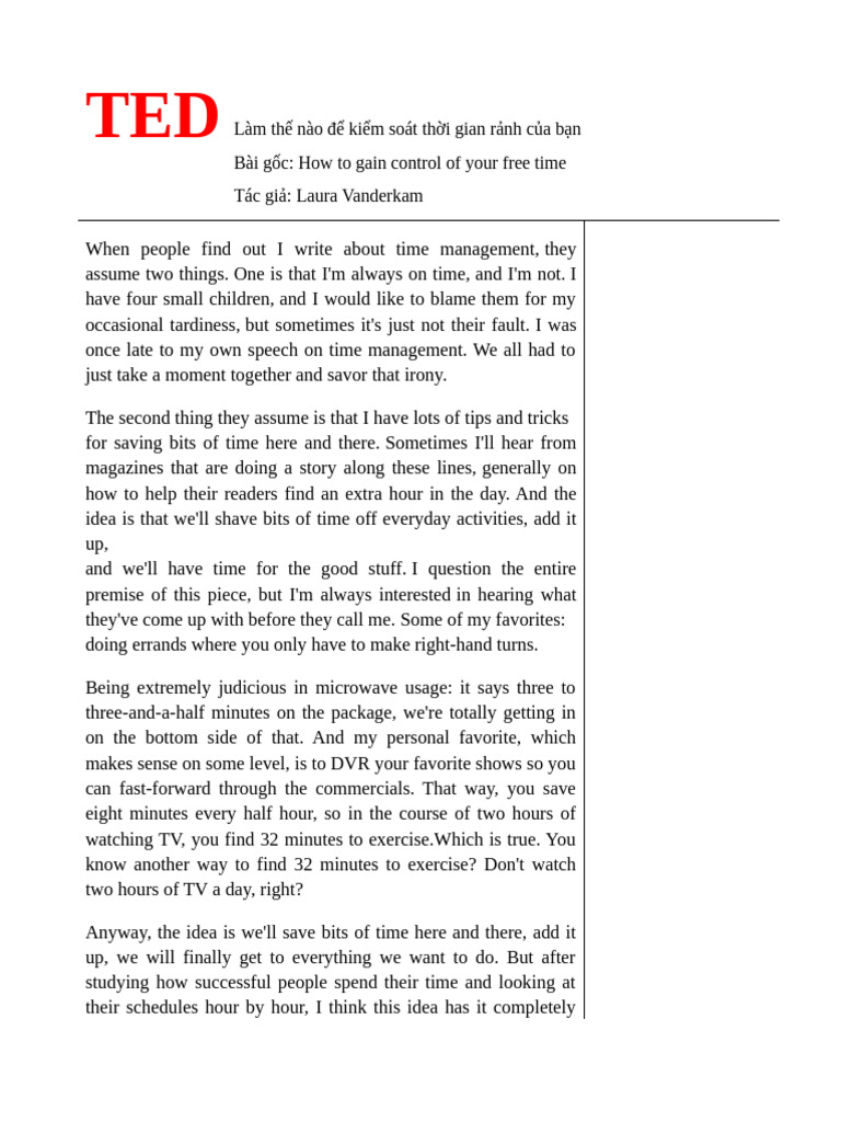TED How To Gain Control Your Free Time | PDF