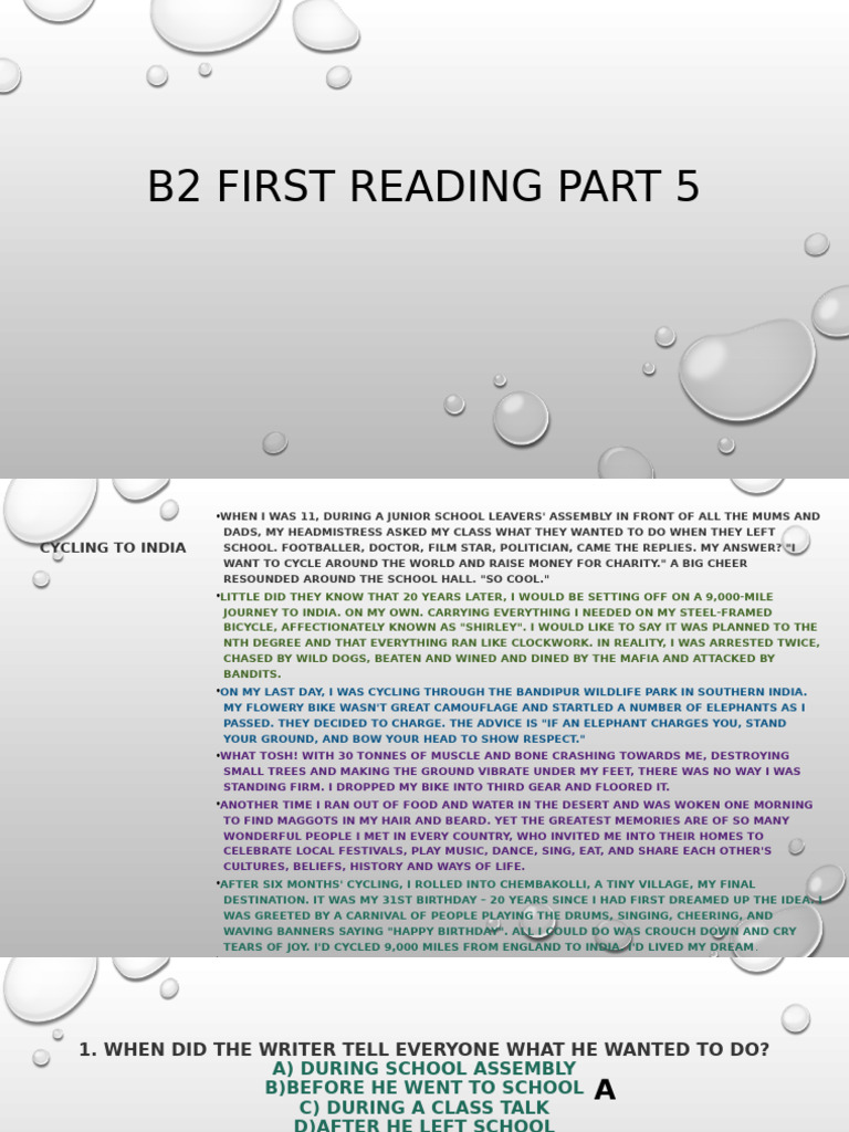 Reading Part 5 | PDF