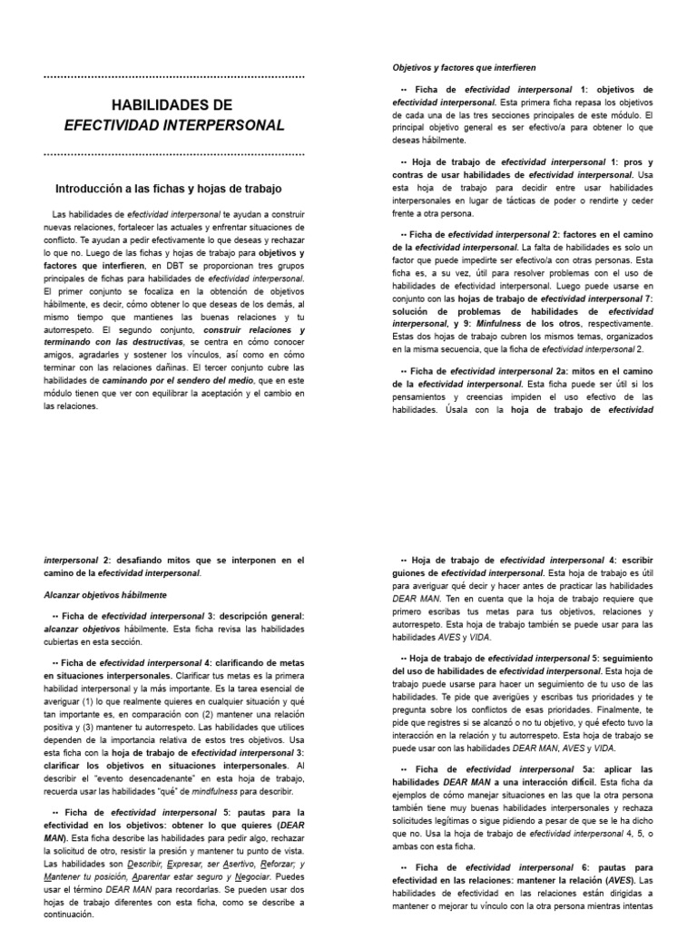 Habilidades para Efectividad Interpersonal | PDF