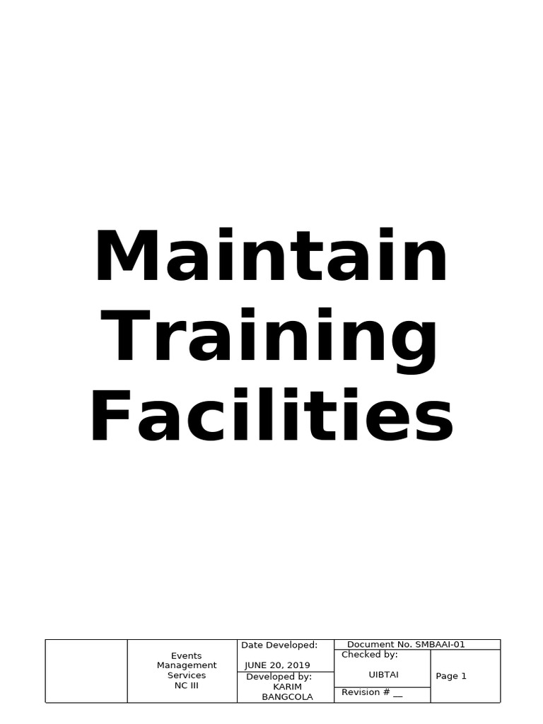 Maintain Training Facilities | PDF