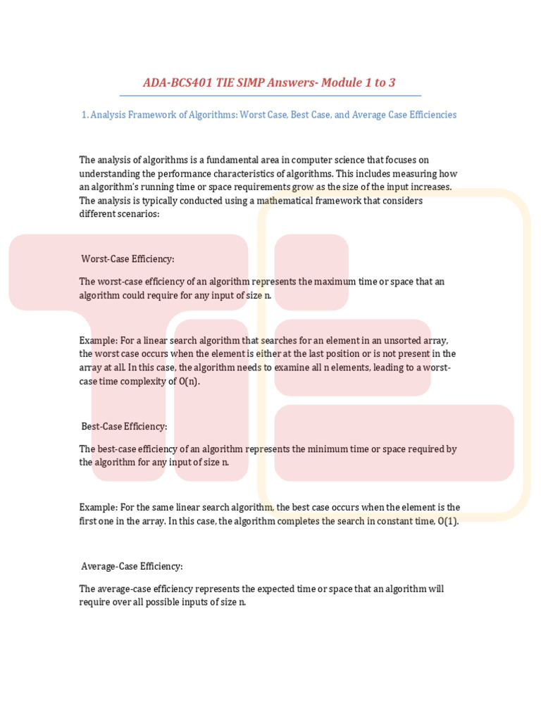 Ada Answers Simp M1,2,3 | PDF | Time Complexity | Science & Mathematics