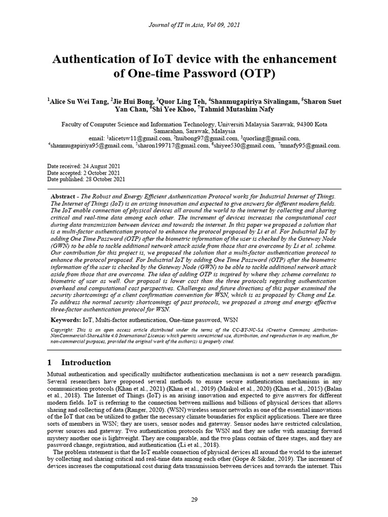 Authentication of IoT Device With The Enhancement | PDF