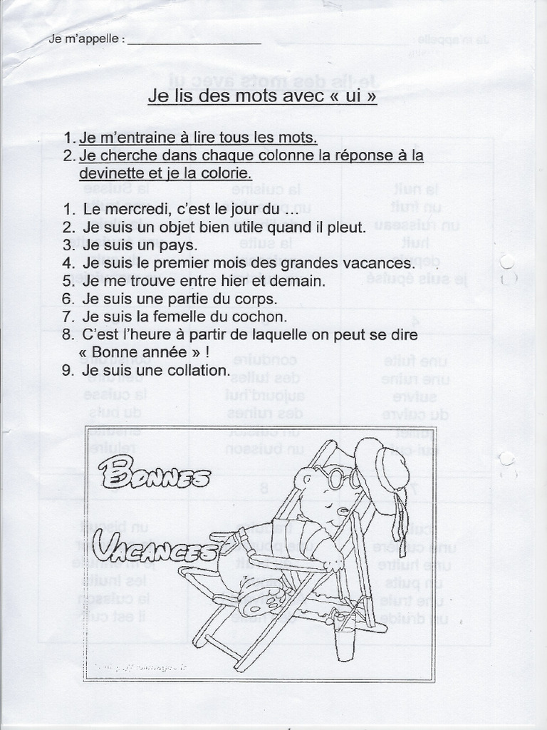 Le Son Ui Devinette | PDF