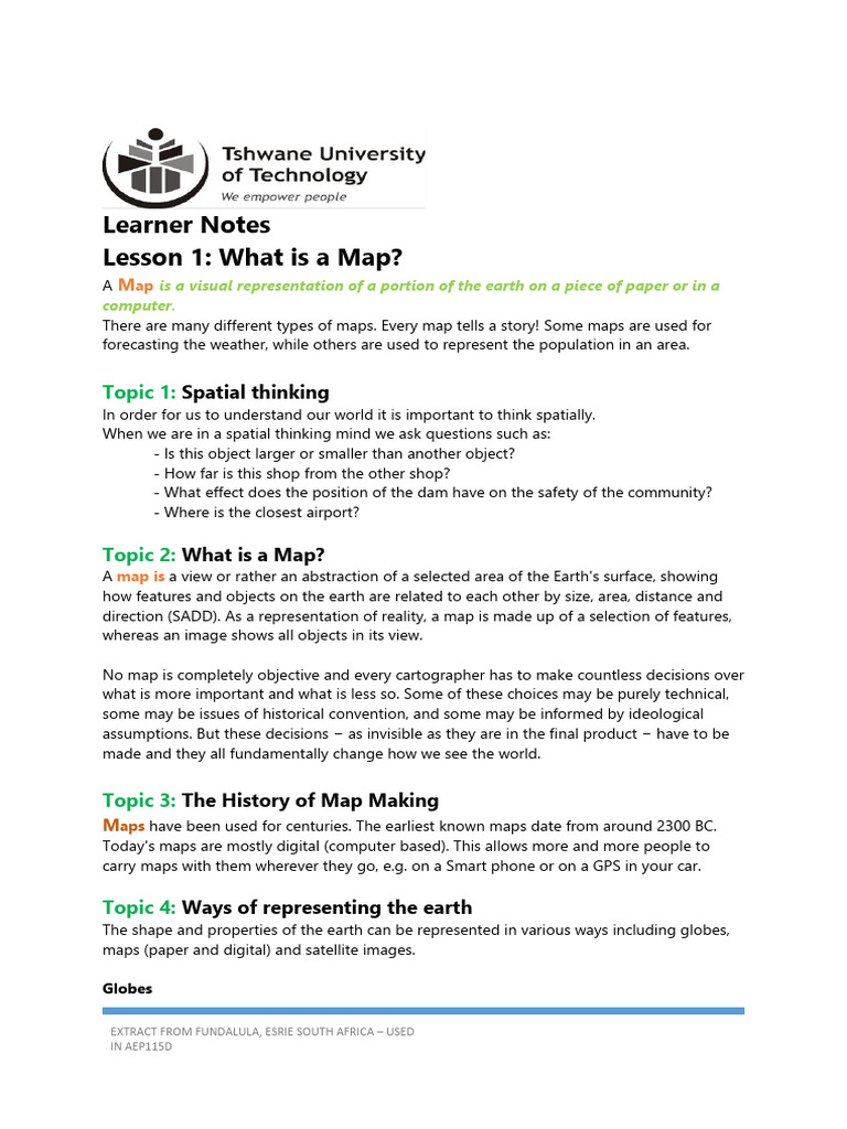 Maps Lesson 1 Learner Notes | PDF