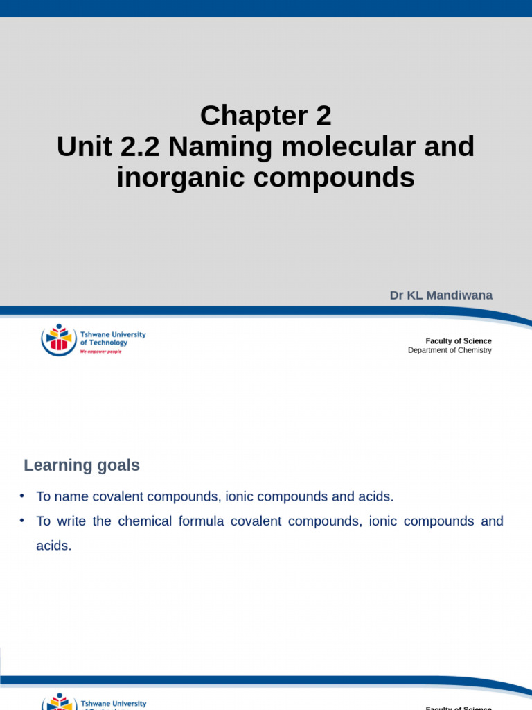 Unit 2.2 Naming Molecular and Inorganic Compounds | PDF