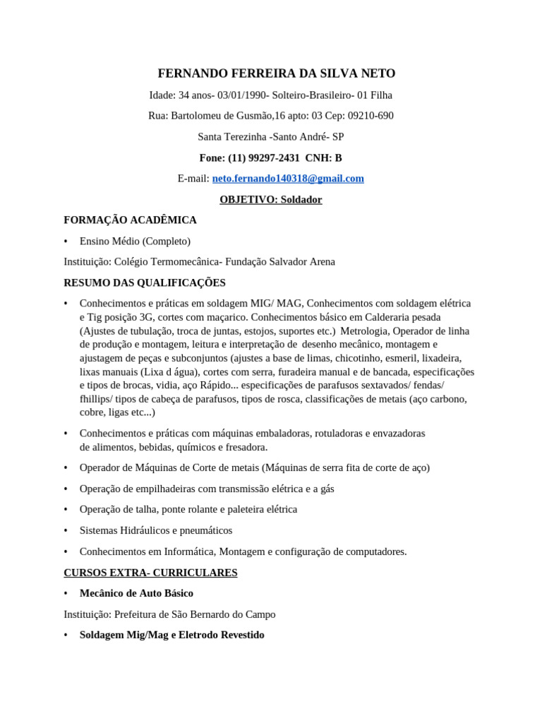 Currículo - 2024 PDF Atualizado | PDF