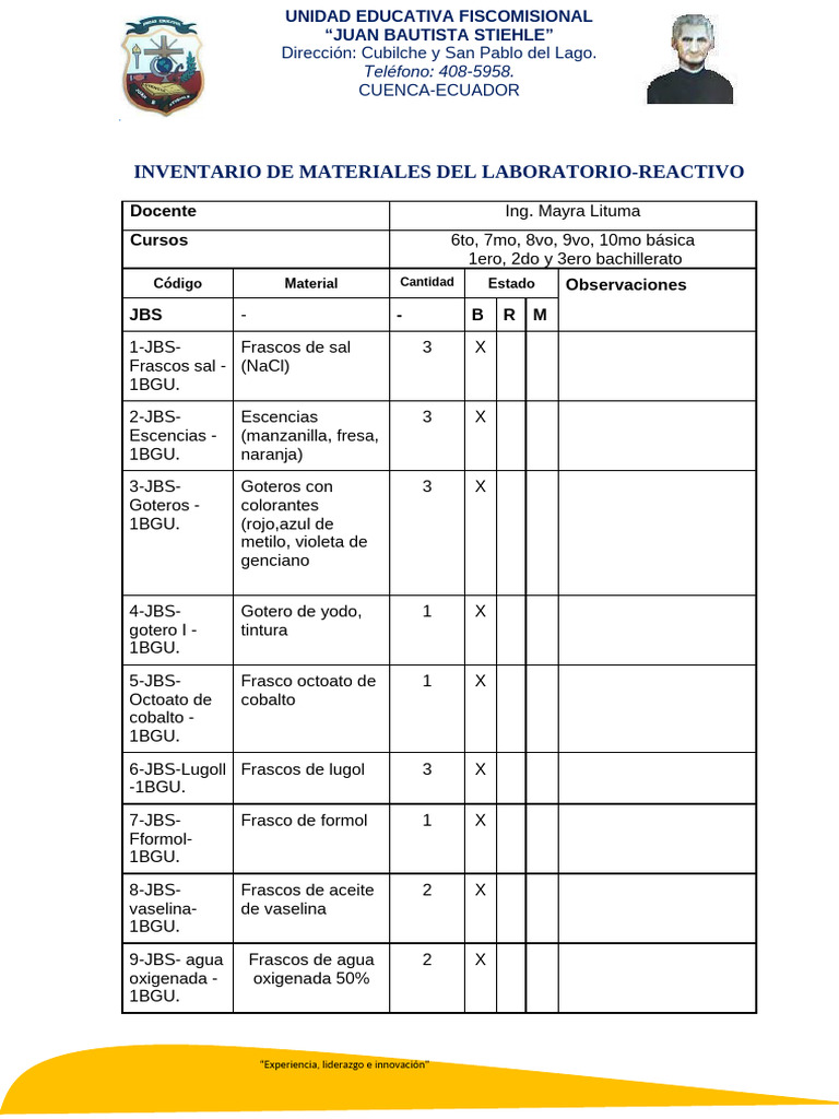 Formato Inventario Laboratorio | PDF