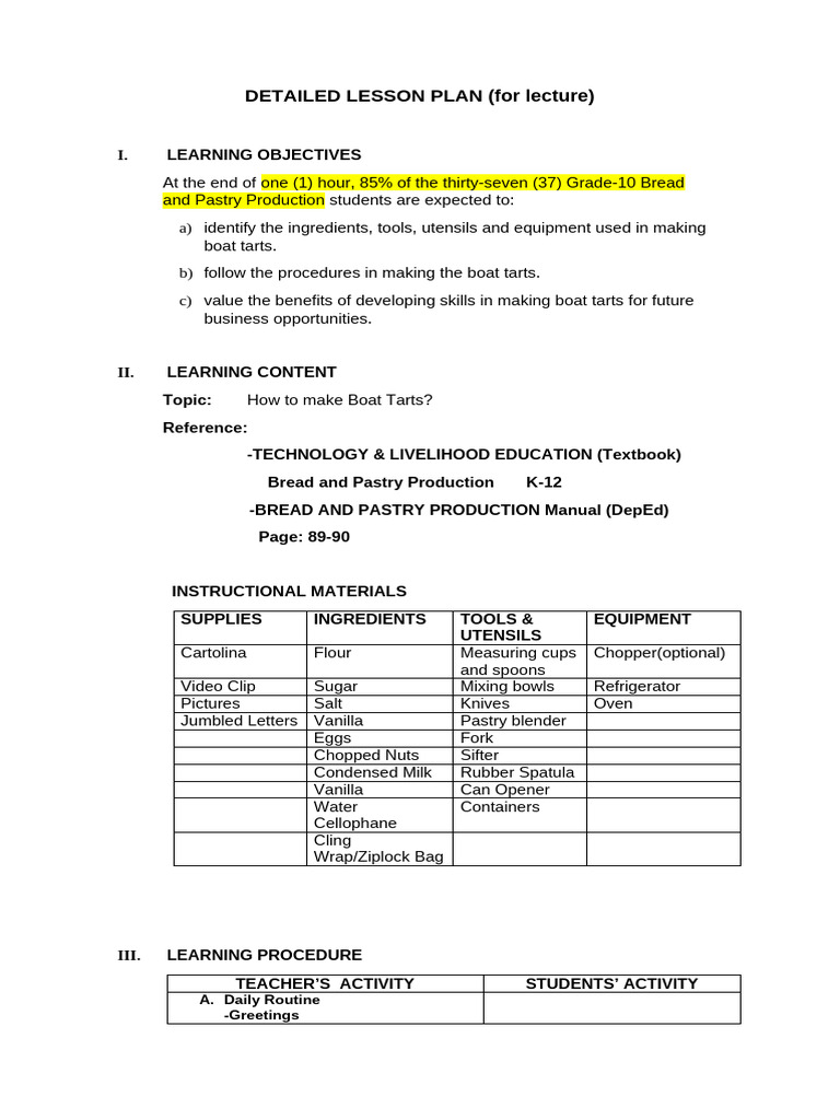 Detailed Lesson Plan March 12 2020 | PDF