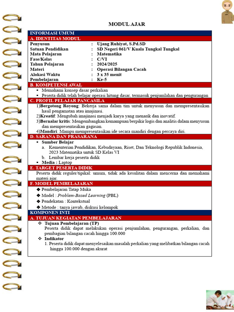 Modul Ajar MTK KLS 6 Pembelajaran Ke-5 | PDF