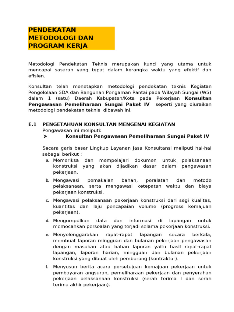 Bab 5 Pendekatan, Metodologi Dan Program Kerja | PDF