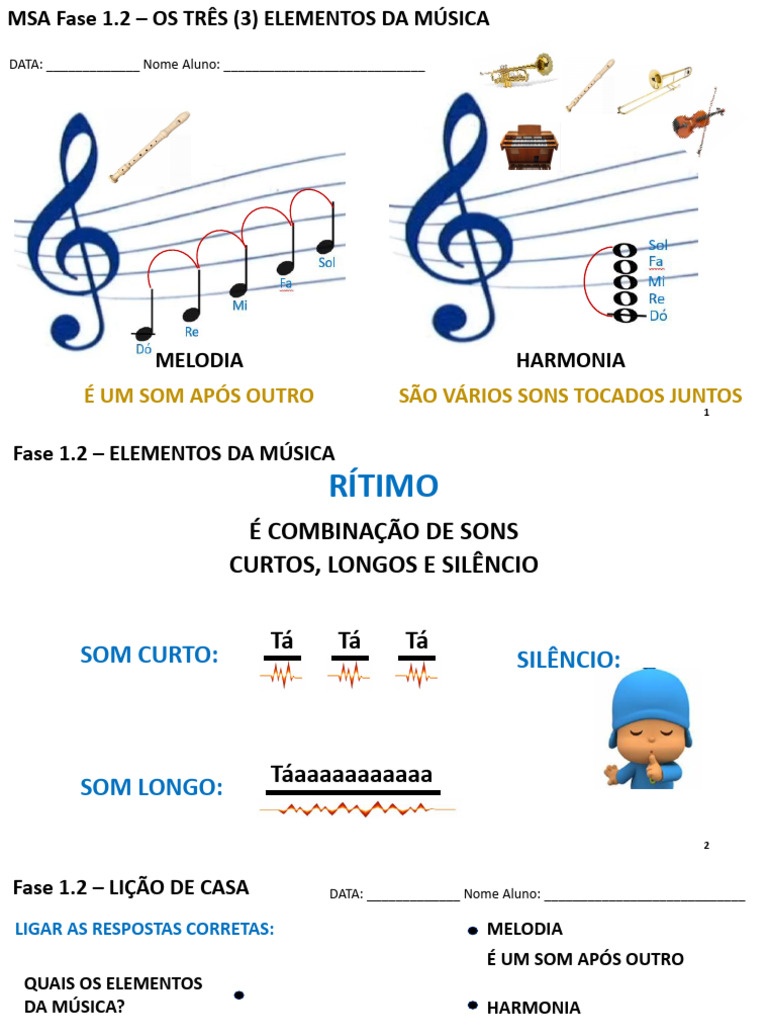 MSA Fase 1.2 - Elementos Da Música - Infantil 5 a 7 Anos | PDF
