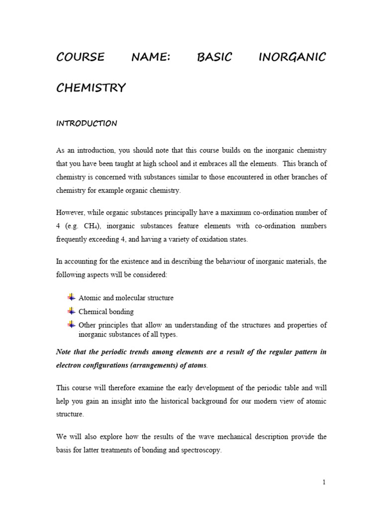 Basic Inorganic Chem Complete (1) - 100235 | PDF
