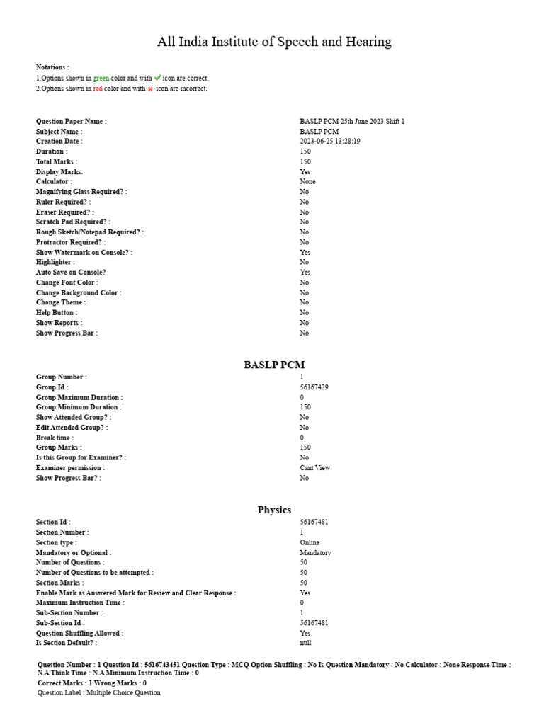 Baslp QP PCM 2023 | PDF