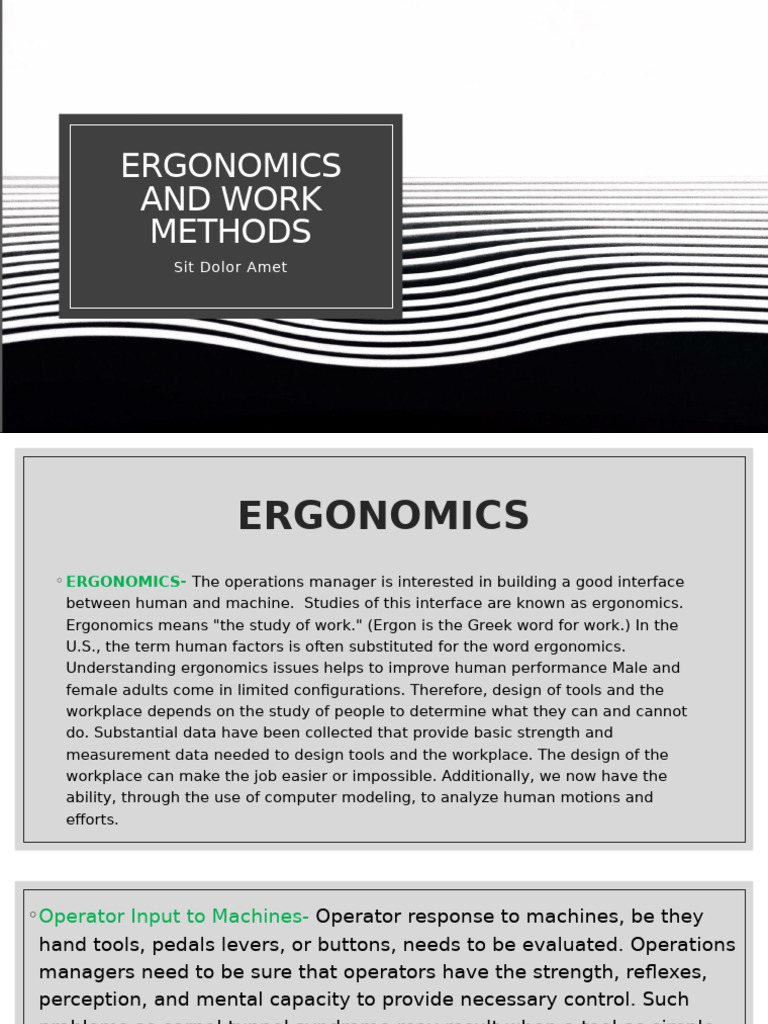 Ergonomics and Work Methods PPT Op | PDF
