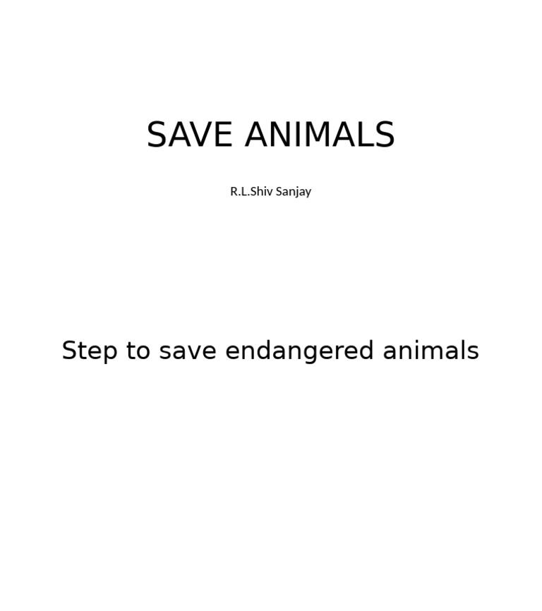Save Animals | PDF