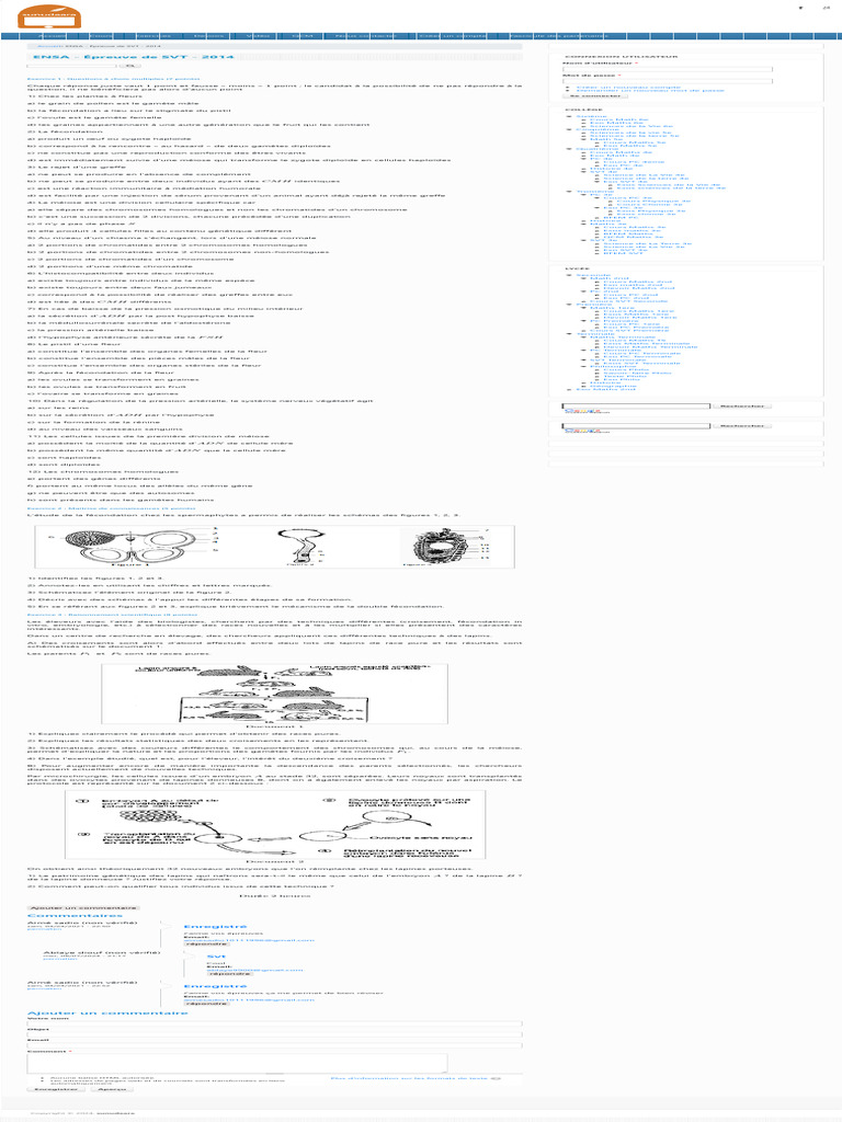 ENSA - Épreuve de SVT - 2014 - Sunudaara | PDF