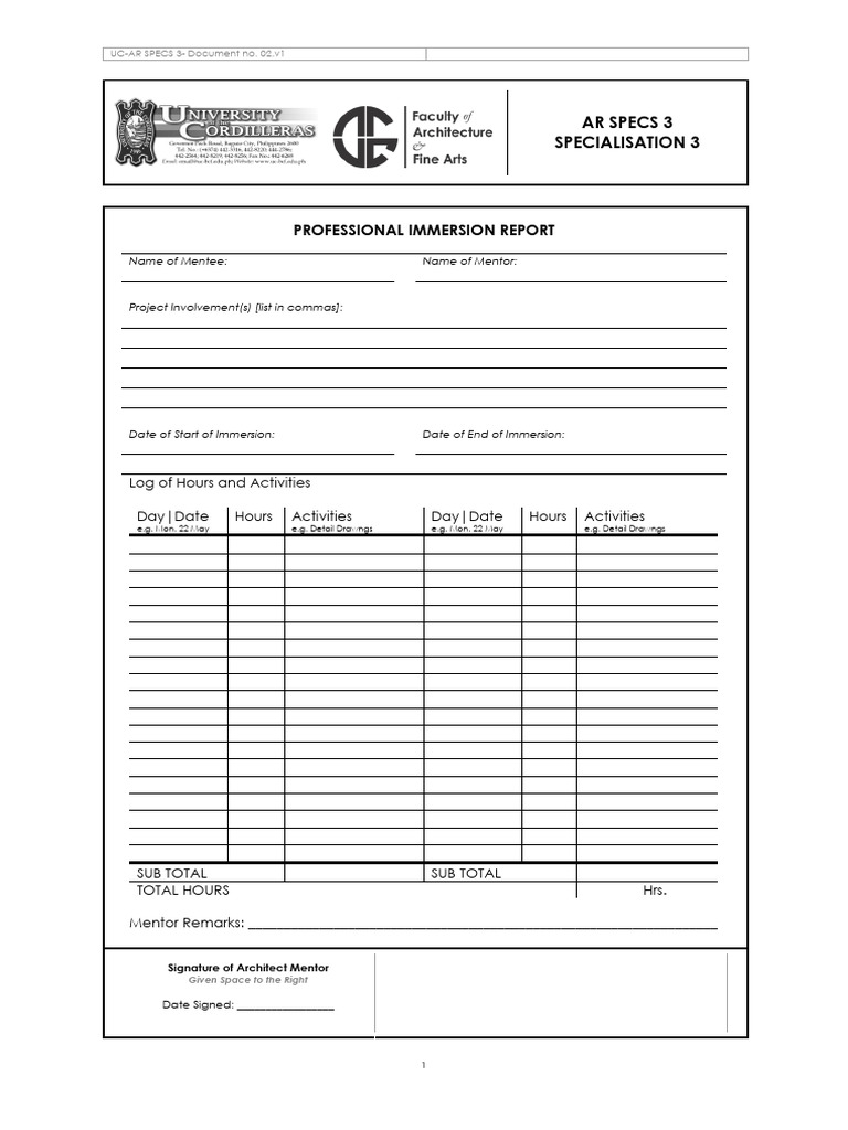 SPECS 3 - Form 1 Professional Immersion Report | PDF