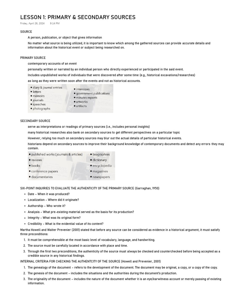 Primary & Secondary | PDF | Primary Sources | Science