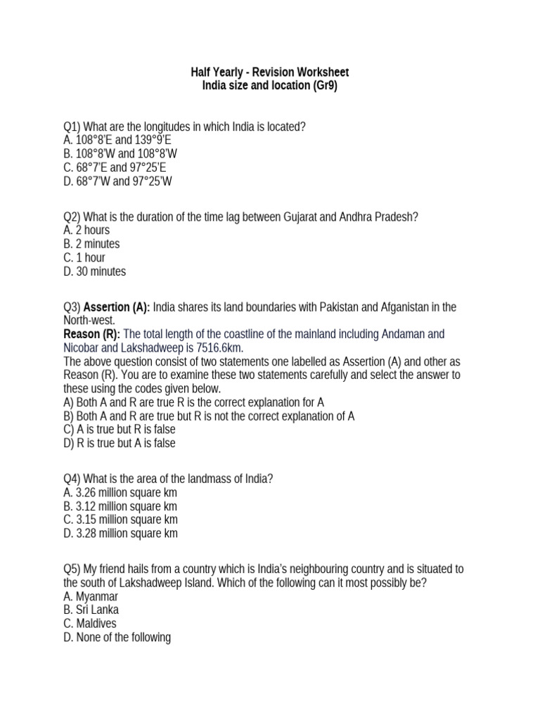 Revision Worksheet2 - Gr9 | PDF