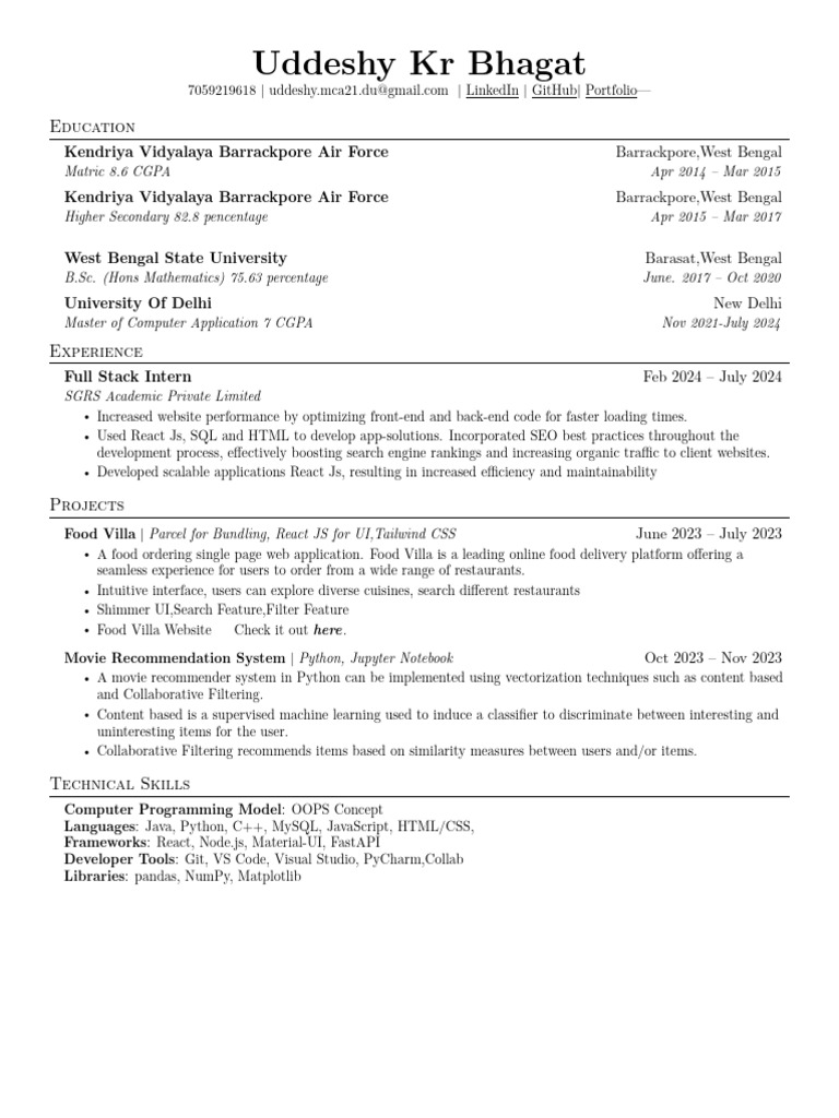 Uddesh Final Resume | PDF