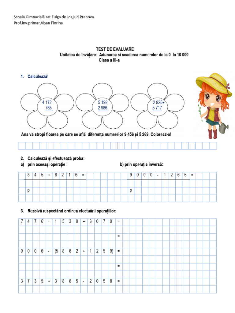Evaluare Sumativa MEM Cls. A III - A | PDF