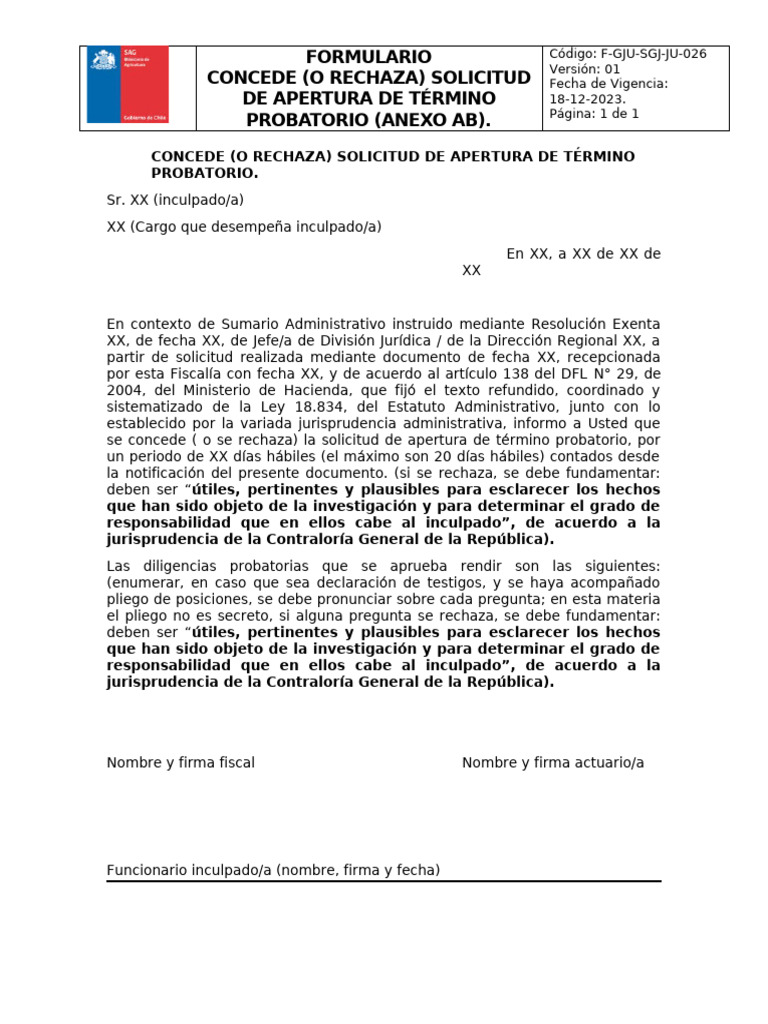 F GJU SGJ JU 026 Version 01 - FORMULARIO SOLICITUD DE APERTURA DE ...