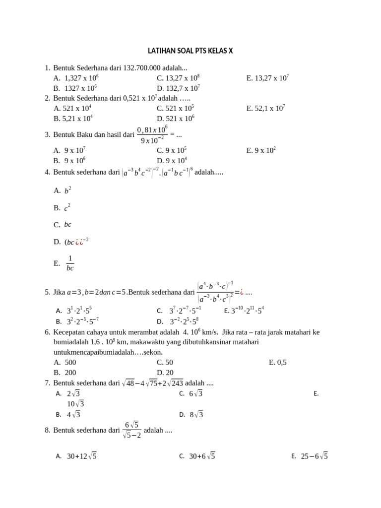 Latihan Soal Pts Kelas x 2324 | PDF