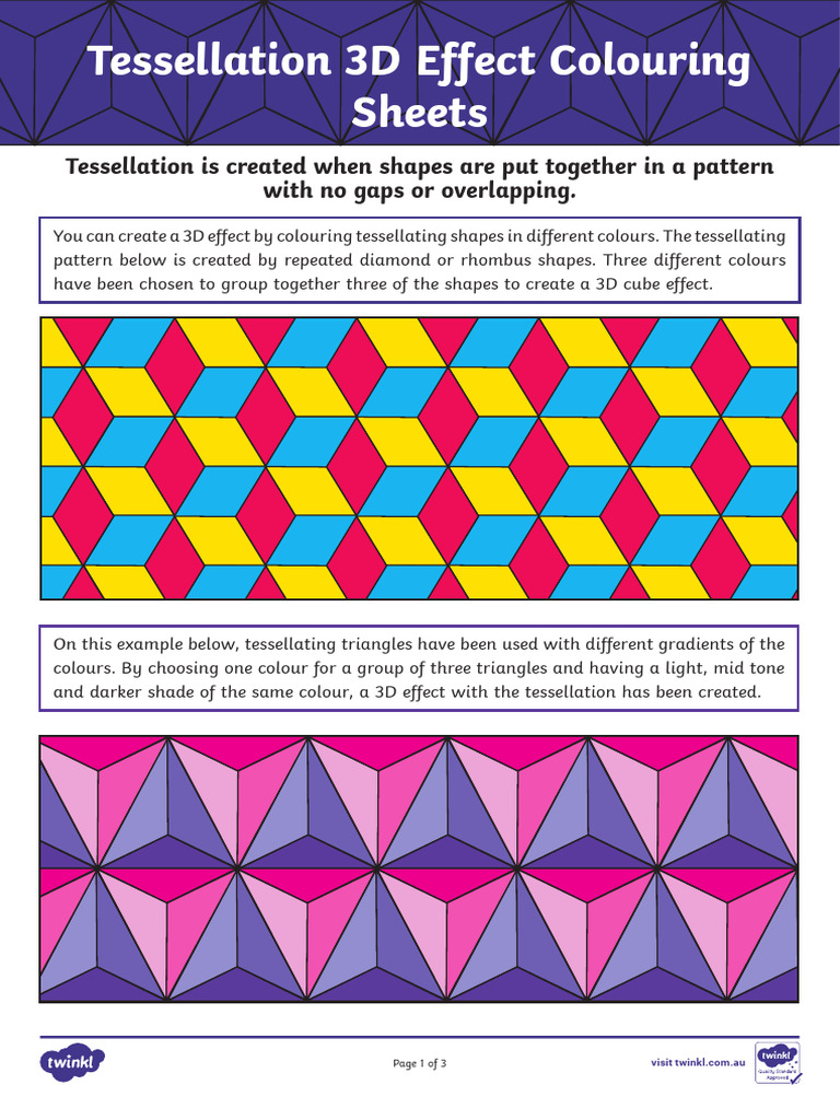 Au N 1632238463 Tessellation 3d Effect Colouring Sheets - Ver - 1 | PDF