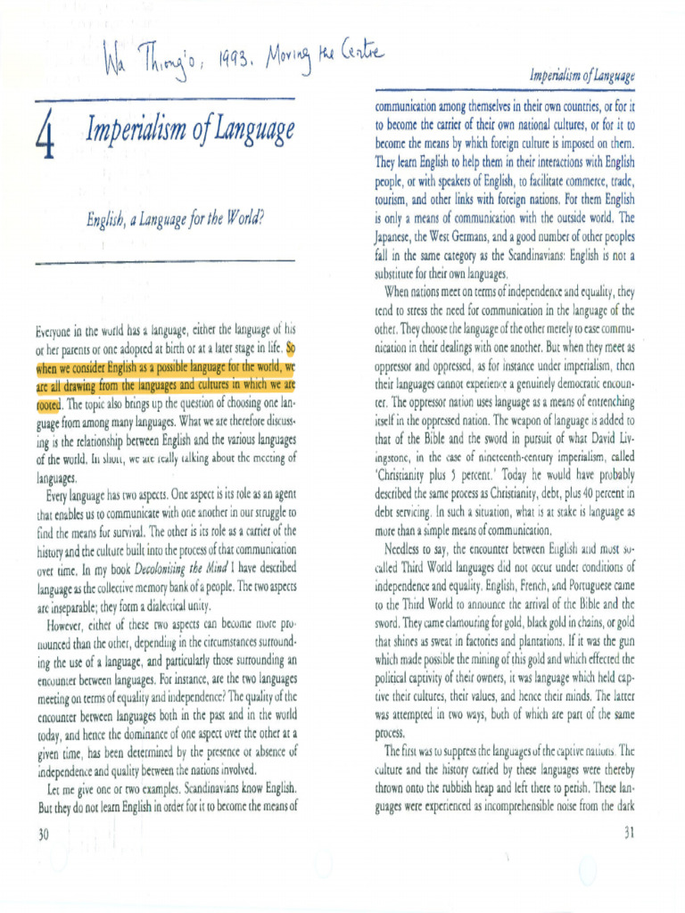 Ngugi Imperialism of Language | PDF