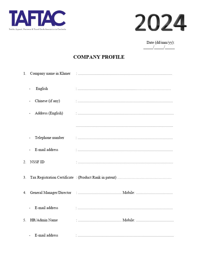 Company Profile 2024 Fillable | PDF