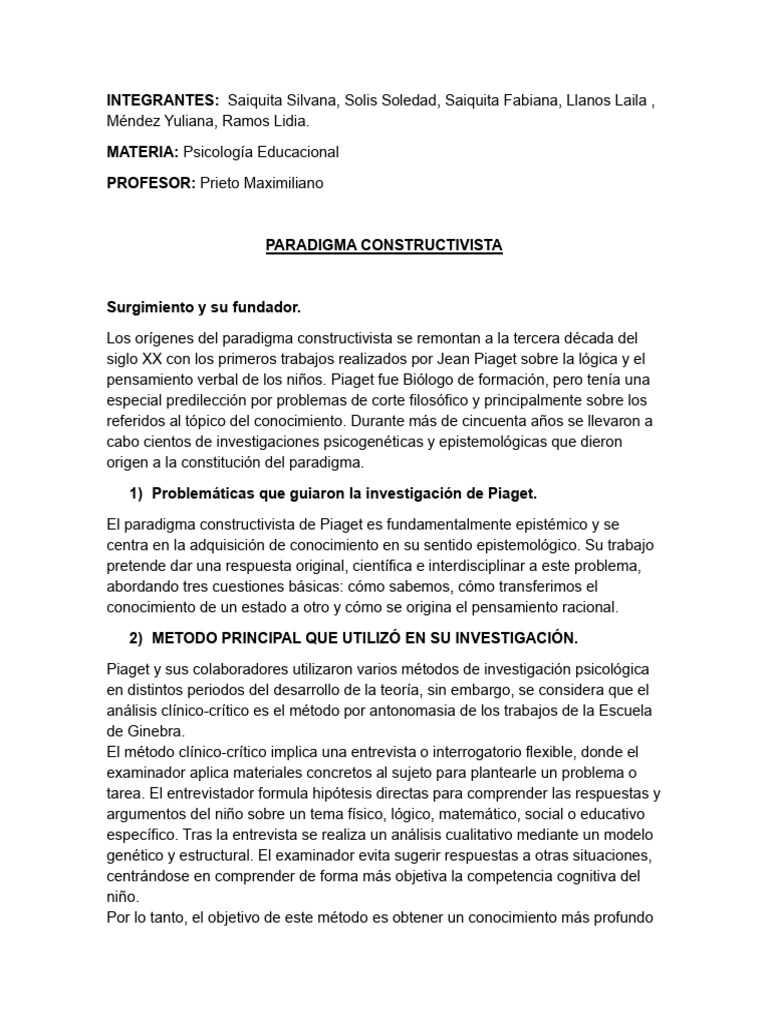 Paradigma Constructivista | PDF